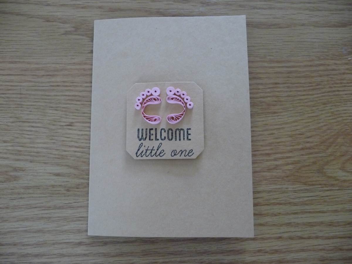 Baby Feet Card- Pink - Quilling By Kath